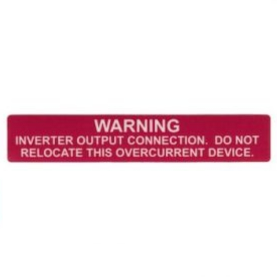 LABEL - WARNING INVERTER OUTPUT CONNECTION - CFM Equipment Distributors